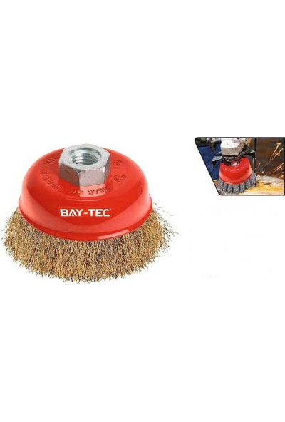 Bay-Tec Saçaklı Çanak Fırça Pirinç Kaplı Çelik Tel Matkap Ucu Pas Boya Sökücü 100 mm Bay-Tec Saçaklı Çanak Fırça Pirinç Kaplı Çelik Tel Matkap Ucu Pas Boya Sökücü 100 mm