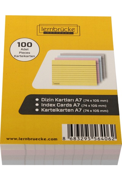 Lernbrücke Çizgili Renkli Dizin Kartı Karteikarten A7 100’LÜ Lernbrücke Çizgili Renkli Dizin Kartı Karteikarten A7 100’LÜ