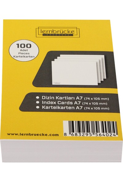 Lernbrücke Düz Beyaz Dizin Kartı Karteikarten A7 100’LÜ