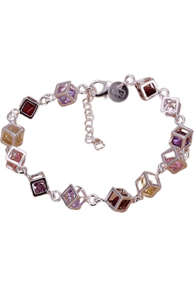 Farfi Moda Kadınlar Gümüş Kaplama Küp Renkli Cz Bilezik Bileklik Takı Hediyeler (Yurt Dışından) Farfi Moda Kadınlar Gümüş Kaplama Küp Renkli Cz Bilezik Bileklik Takı Hediyeler (Yurt Dışından)