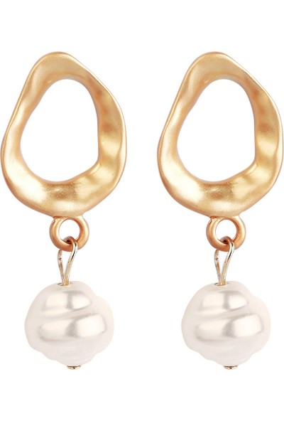 Farfi Kadın Faux Inci Geometrik Dangle Uzun Eardrop Leaverback Küpe Takı Hediye (Yurt Dışından)