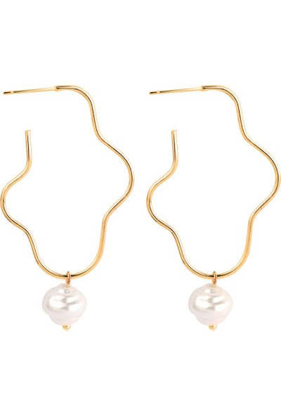 Farfi Kadın Faux Inci Geometrik Dangle Uzun Eardrop Leaverback Küpe Takı Hediye (Yurt Dışından)