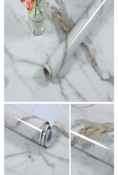 Turkish A2Z Mermer Desenli Mutfak Tezgah Üstü Yapışkanlı Folyo Beyaz