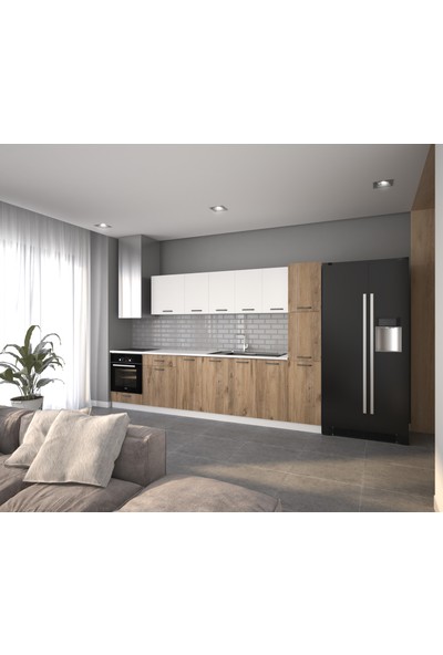 Visas Concept Melek Hazır Mutfak Dolabı Beyaz ve Atlantik Çam 320 cm Visas Concept Melek Hazır Mutfak Dolabı Beyaz ve Atlantik Çam 320 cm