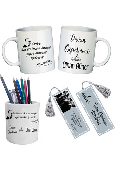 Biresimden Öğretmene Atatürk Temalı Branş ve Isimli Hediye Seti - Öğretmenler Günü Hediyesi Biresimden Öğretmene Atatürk Temalı Branş ve Isimli Hediye Seti - Öğretmenler Günü Hediyesi