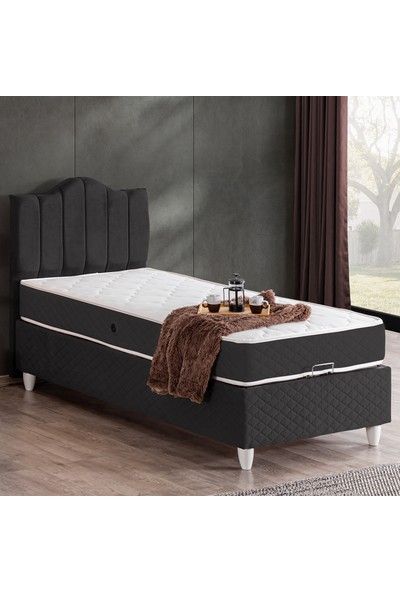 Cesur Trend Tek Kişilik Baza Başlık Letto Yatak Seti, Antrasit Cesur Trend Tek Kişilik Baza Başlık Letto Yatak Seti, Antrasit