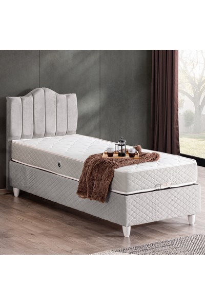 Cesur Trend Tek Kişilik Baza Başlık Letto Yatak Seti, Açık Gri Cesur Trend Tek Kişilik Baza Başlık Letto Yatak Seti, Açık Gri