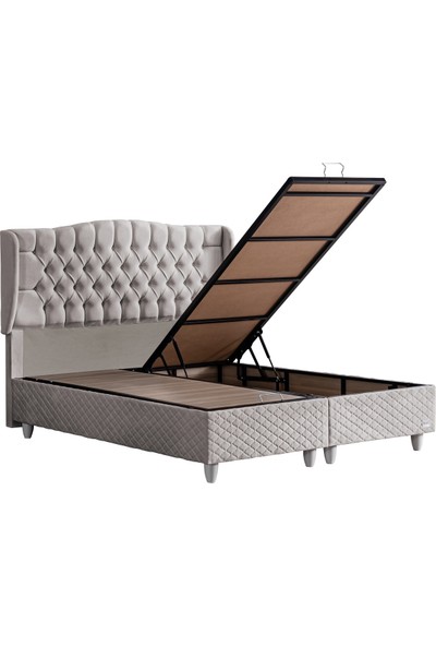 Cesur Diana Çift Kişilik Baza Başlık Seti, Açık Gri