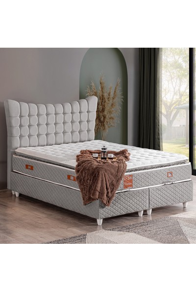 Cesur Gondol Çift Kişilik Baza Başlık Premium Lüx Yatak Seti, Açık Gri Cesur Gondol Çift Kişilik Baza Başlık Premium Lüx Yatak Seti, Açık Gri