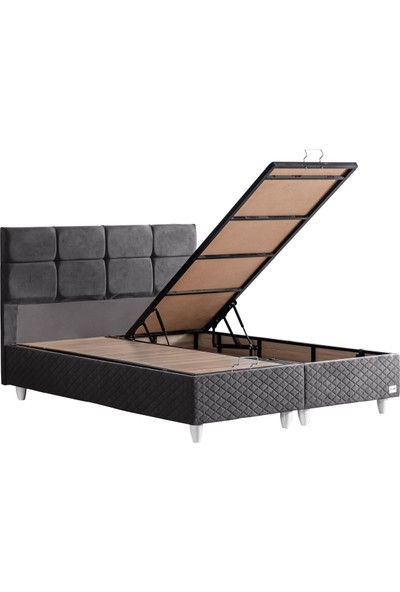 Cesur Gümüş Çift Kişilik Baza Başlık Seti, Antrasit