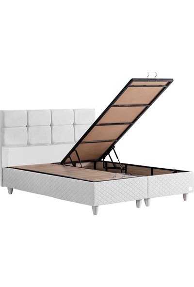 Cesur Gümüş Çift Kişilik Baza Başlık Seti, Beyaz