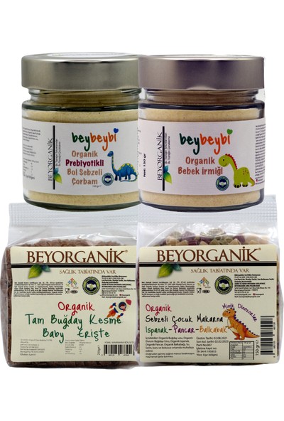 Bey Organik Beyorganik Yumurta ve Süt Ürünleri Içermeyen Baby Ek Gıda Paketi 4*lü Bey Organik Beyorganik Yumurta ve Süt Ürünleri Içermeyen Baby Ek Gıda Paketi 4*lü