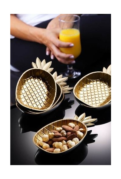 Kastore Ananas Figürlü Çerezlik - Gold Sunumluk 6 Lı Set