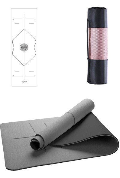 Gymo Hizalamalı 6mm Tpe Yoga Matı Pilates Minderi Gri