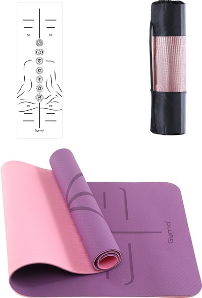 Gymo Hizalamalı Sembol 6mm Tpe Yoga Matı Pilates Minderi Mürdüm