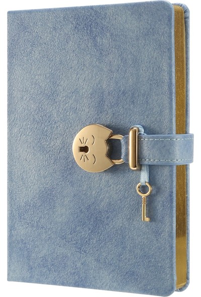 Victoria's Journals Miyaww Pastel Kilitli Çizgili Defter Mavi 13 x 18 cm