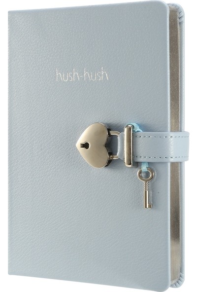 Victoria's Journals Hush Hush Pastel Kilitli Çizgili Defter Pastel Mavi 13 x 18 cm