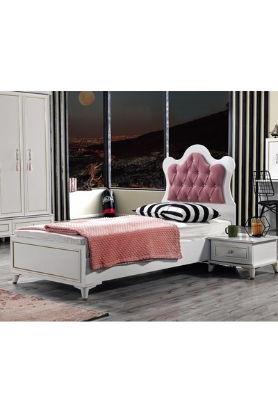 Afillibebek Lotus Karyola ve Başlık Pembe 90 x 190 cm Afillibebek Lotus Karyola ve Başlık Pembe 90 x 190 cm