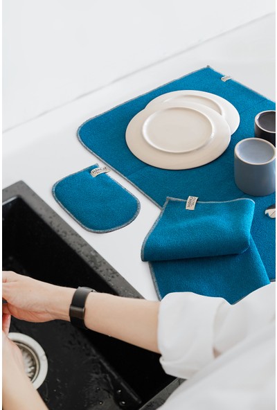 Hamur Microwell 3 Prç Microfiber Bulaşık Kurutma Matı Mutfak Seti 3'lü Petrol-Gri Hamur Microwell 3 Prç Microfiber Bulaşık Kurutma Matı Mutfak Seti 3'lü Petrol-Gri