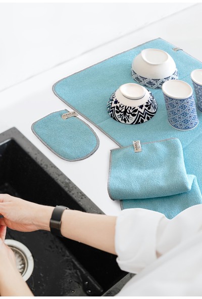 Hamur Microwell 3 Prç Microfiber Bulaşık Kurutma Matı Mutfak Seti 3'lü Mint-Gri Hamur Microwell 3 Prç Microfiber Bulaşık Kurutma Matı Mutfak Seti 3'lü Mint-Gri