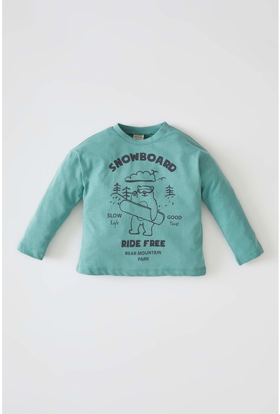 DeFacto Erkek Bebek Yazı Baskılı Uzun Kollu Tişört W1880A221Wn