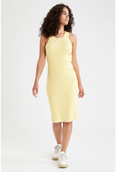 DeFacto Basic Halter Yaka Relax Fit Pamuklu Midi Elbise U8106AZ21SM DeFacto Basic Halter Yaka Relax Fit Pamuklu Midi Elbise U8106AZ21SM