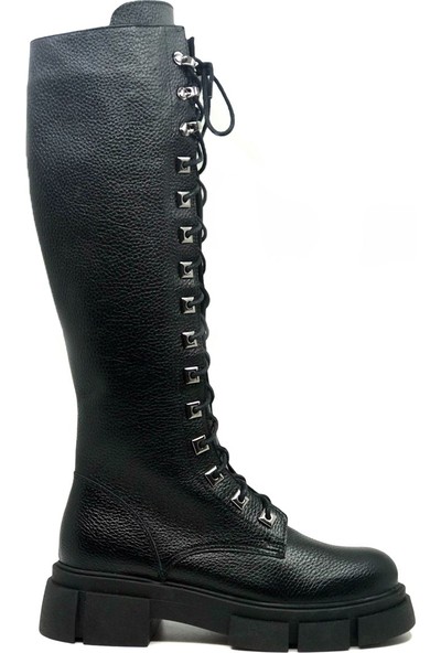 Trendytopuk Siyah Hakiki Deri Spor Çizme - Nola