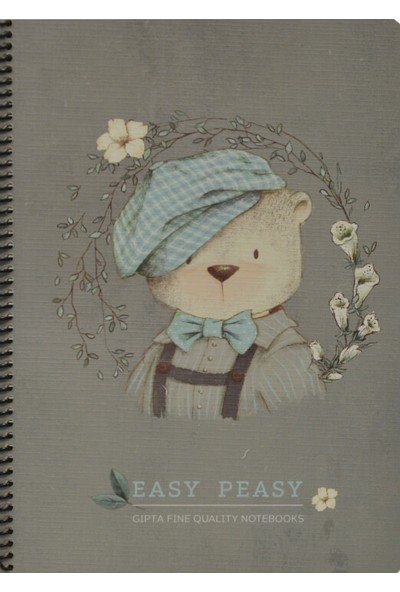 Gıpta A4 Ayı Tasarım Spiralli Çizgili Defter 80 Yaprak
