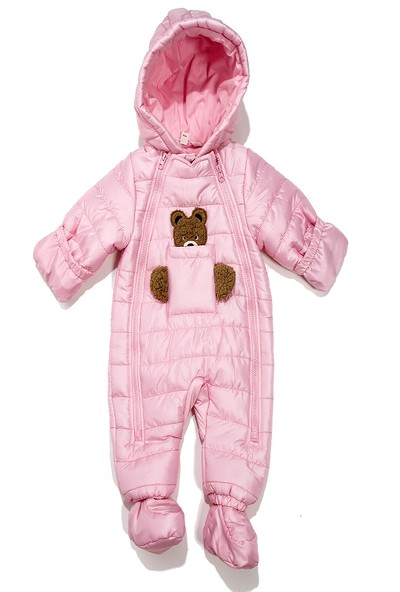 Podium Giyim Sevimli Ayı Figürlü Ayaklı Pembe Kapüşonlu Kozmonot Tulum Podium Giyim Sevimli Ayı Figürlü Ayaklı Pembe Kapüşonlu Kozmonot Tulum