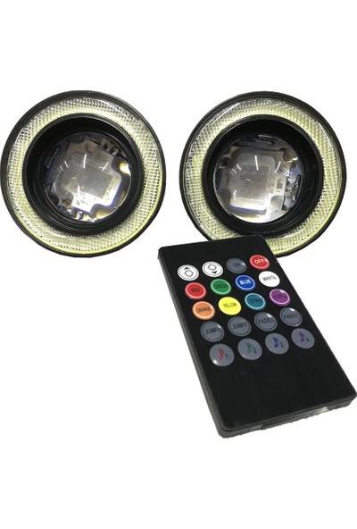 Kingstar Mercekli Kumandalı Rgb LED Angel Sis Farı, 76MM Kingstar Mercekli Kumandalı Rgb LED Angel Sis Farı, 76MM