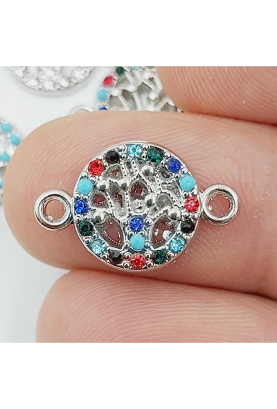 Mykonsept Hayat Ağacı Figür Taşlı Bileklik Ucu 4 Adet Gümüş Kaplama