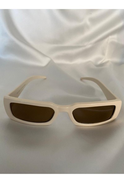Cestello Vintage Model Baklava Desen Detaylı Krem Kadın Güneş Gözlüğü