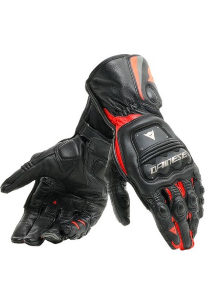 Dainese Steel-Pro Black Fluo Red Deri Eldiven Dainese Steel-Pro Black Fluo Red Deri Eldiven