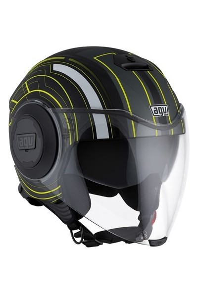 Agv Fluid Multi Chicago Matt Black Yellow Açık Kask Agv Fluid Multi Chicago Matt Black Yellow Açık Kask