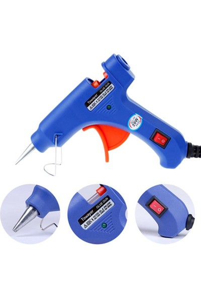 Uniquem Matrix 20W Sıcak Silikon Tabancası Aç Kapa Düğmeli 5 Adet Yedek Mum Silikon Uç