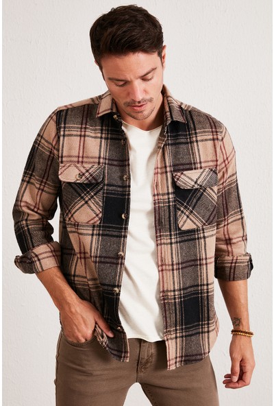 Buratti Ekoseli Çift Cepli Oduncu Gömlek Erkek Gömlek CF21W112577
