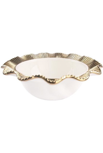 Roy King Beyaz Altın Çizgili Avangarde Kase 33CM Roy King Beyaz Altın Çizgili Avangarde Kase 33CM