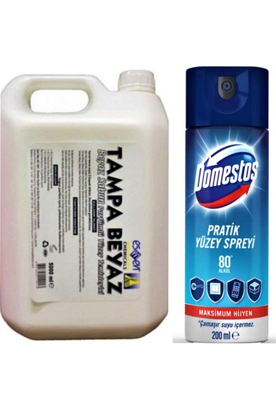 Tampa Beyaz Yüzey Temizleyici 5 lt + Domestos Pratik Yüzey Spreyi 200 ml Tampa Beyaz Yüzey Temizleyici 5 lt + Domestos Pratik Yüzey Spreyi 200 ml