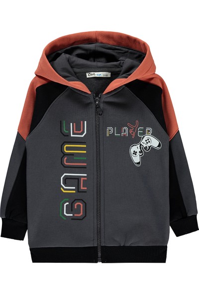Civil Boys Erkek Çocuk Kapüşonlu Hırka 2-5 Yaş Füme