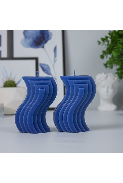 Mument Dekoratif Dalga Mum Seti Mavi