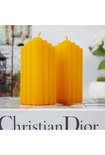 Mument Dekoratif Buzdağı Mum Seti Turuncu