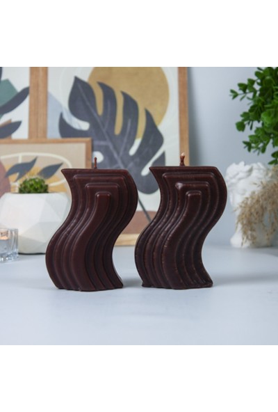 Mument Dekoratif Dalga Mum Seti Kahverengi