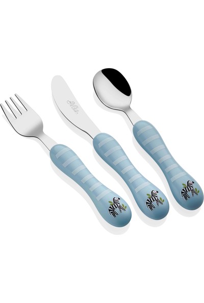 The Mia Bebek Çatal Kaşık Bıçak Seti - Mavi