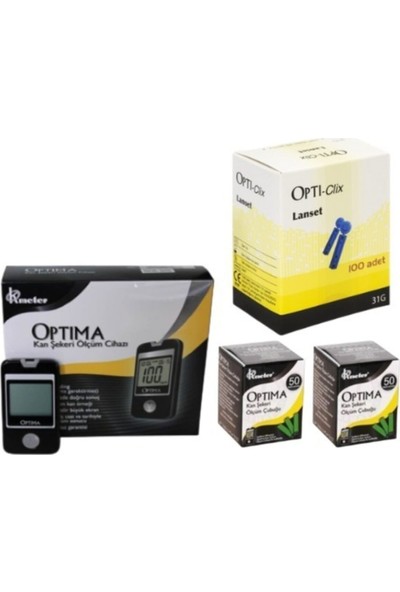 Optima Ölcüm Cihazı + 100 Adet Ölçüm Stribi + 100 Adet Lanset Optima Ölcüm Cihazı + 100 Adet Ölçüm Stribi + 100 Adet Lanset