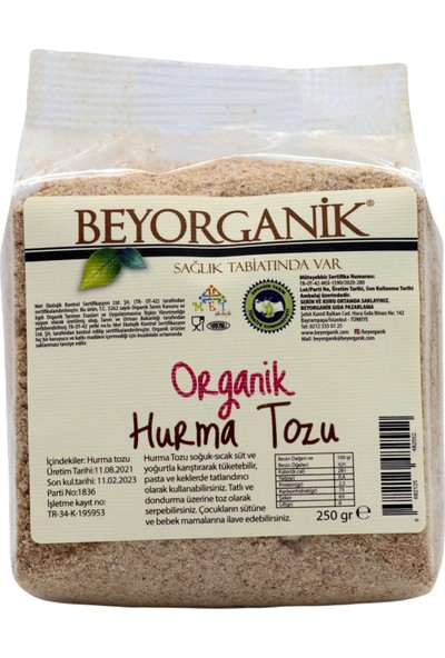 Beyorganik Organik Hurma Tozu 250 gr Beyorganik Organik Hurma Tozu 250 gr