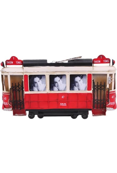 Ezolan Dekoratif Metal Çerçeve Tramvay Temalı Vintage Hediyelik Ezolan Dekoratif Metal Çerçeve Tramvay Temalı Vintage Hediyelik
