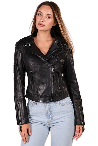 İmge Deri Hakiki Deri Kadın Spor Deri Mont