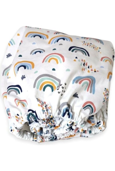 Bebek Özel Pamuklu Bebek ve Çocuk Lastikli Çarşaf Şirin Gökkuşağı 70x170 cm