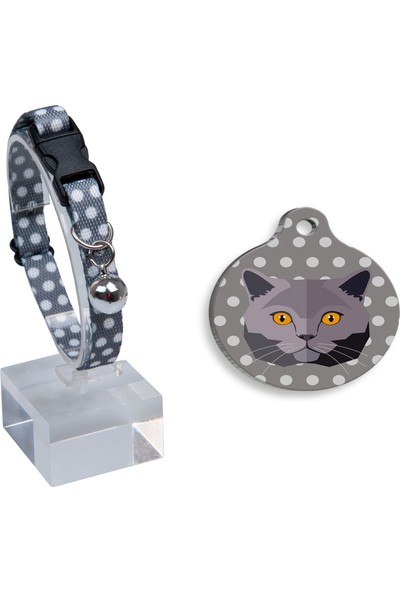 The Passage Desenli Zilli Ayarlanabilir Kedi Boyun Tasması 22-30 cm + British Shorthair Kedi Künye Kombin The Passage Desenli Zilli Ayarlanabilir Kedi Boyun Tasması 22-30 cm + British Shorthair Kedi Künye Kombin