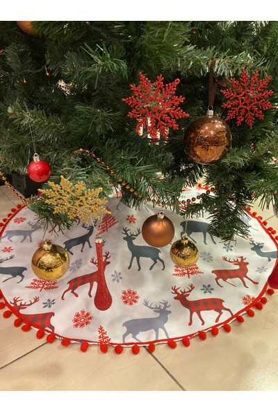 Tue Home Design Ekose Geyik Ponpon Kenar Ağaç Örtüsü